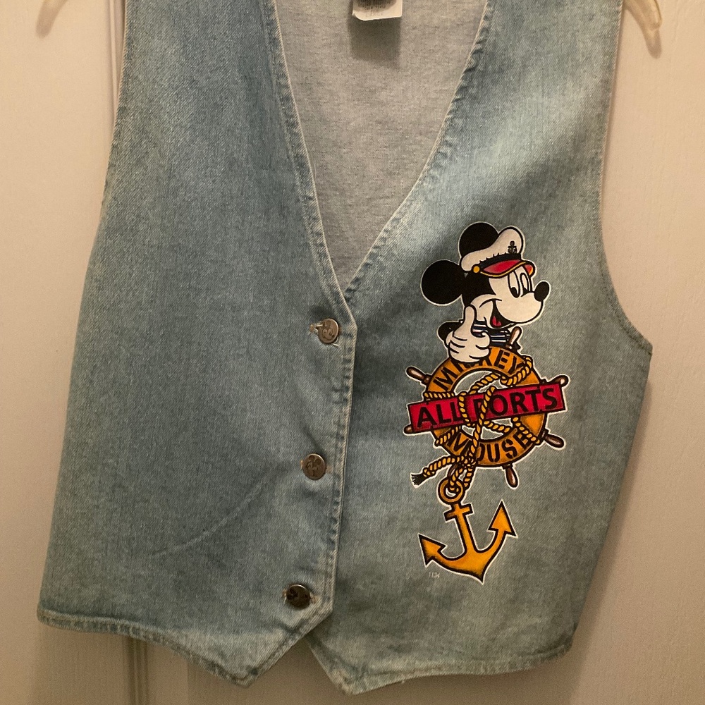 Large Denim Disney Vest With Mickey Mouse - Gem